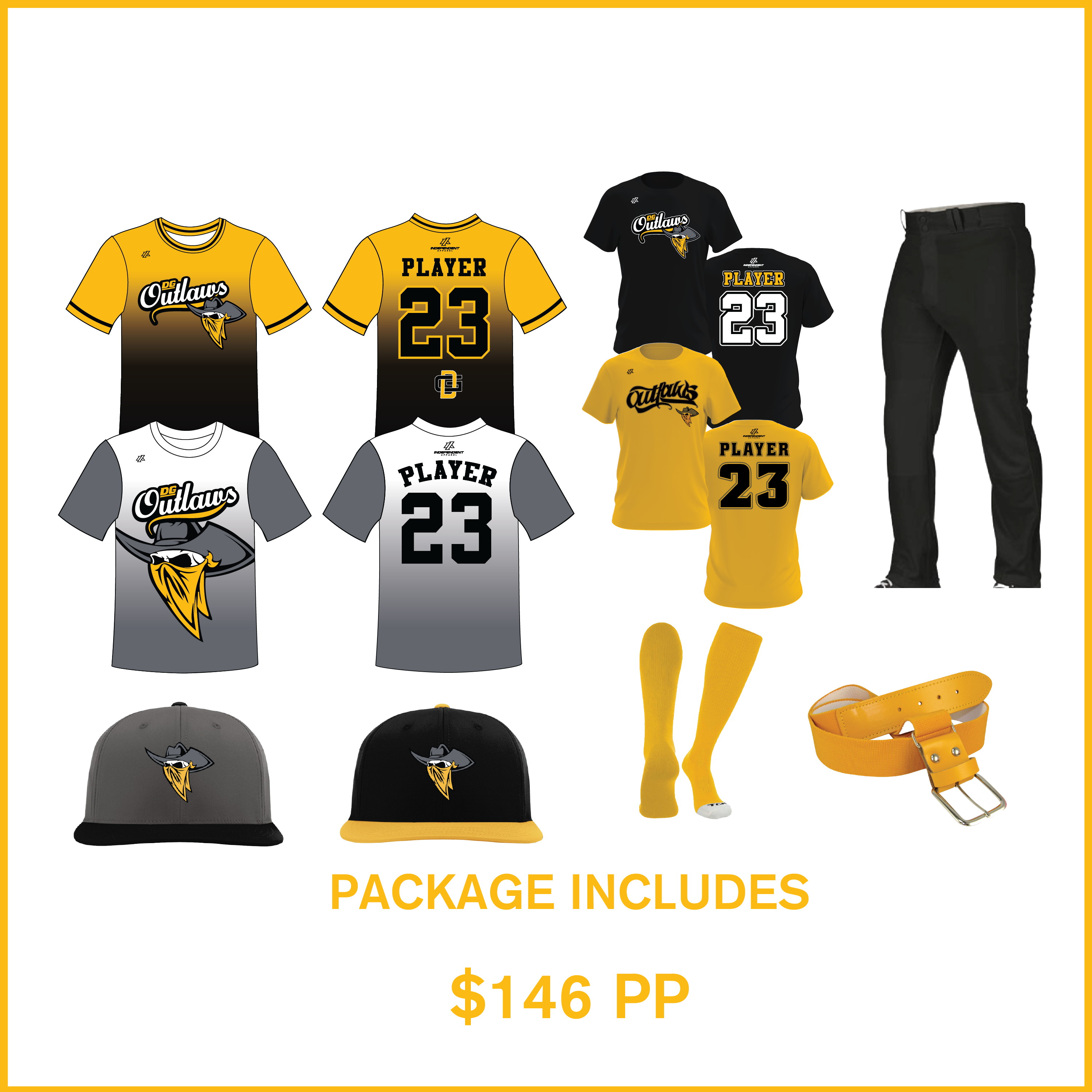 DG Outlaws 11U Spring 2025 Full Player Package – Independent Apparel