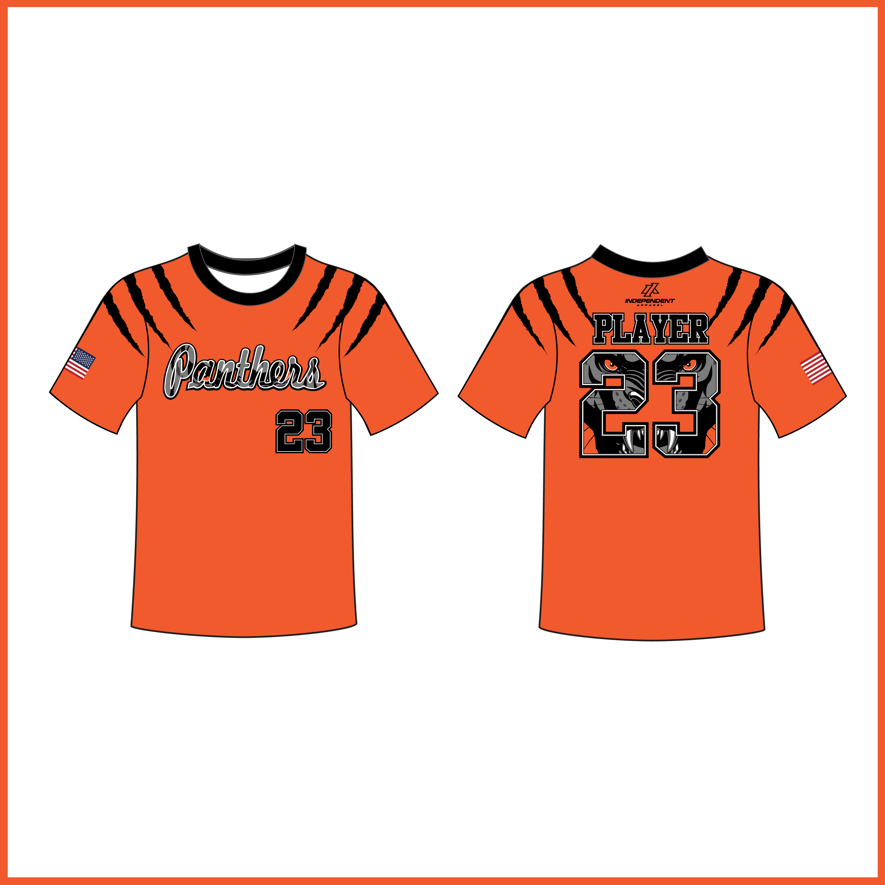 Garber 12U Orange Claw Mark Crew Neck Parent Jersey – Independent Apparel